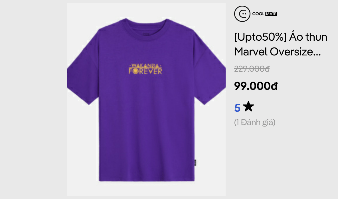 Áo thun Marvel Oversize Wakanda Forever - Coolmate