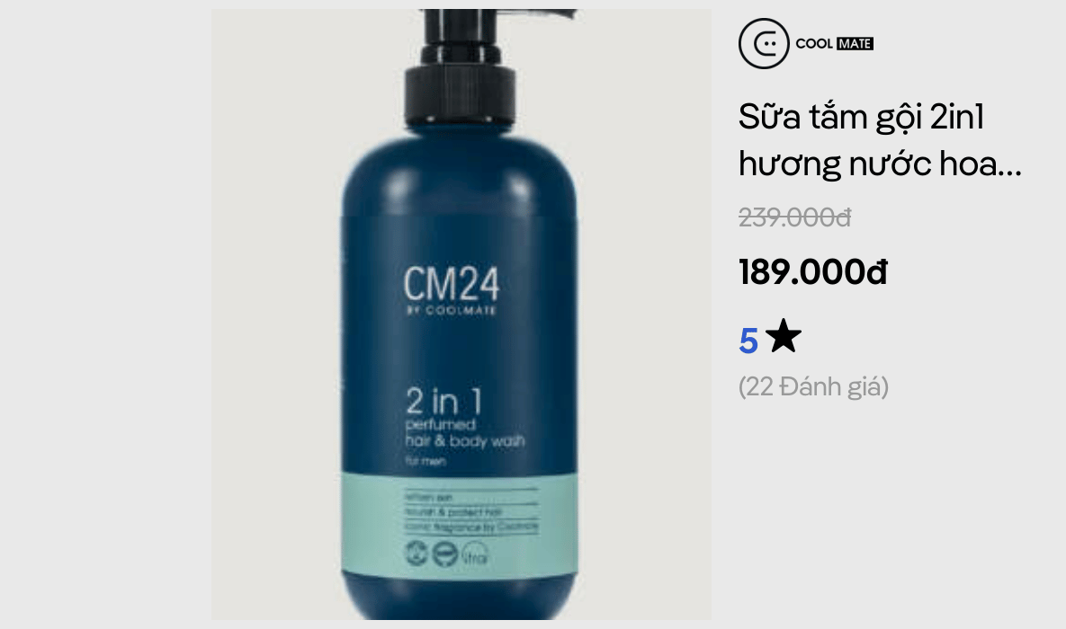 Sữa tắm gội 2in1 hương nước hoa thương hiệu CM24 - 500ml - Coolmate